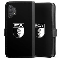 DeinDesign Galaxy A32 4G Handy Klapph&uuml;lle Handyh&uuml;lle aus Kunst Leder schwarz Flip Case Logo Official Licensed Product Fc Augsburg Sideflip mit Lasche