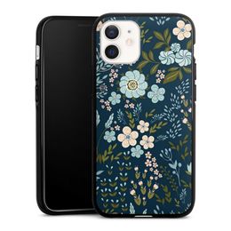DeinDesign iPhone 12 mini Handy Silikon H&uuml;lle Case schwarz Handyh&uuml;lle Blue Muster Flowers