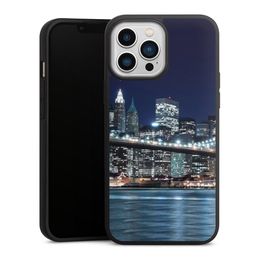 DeinDesign iPhone 13 Pro Max Handy Premium Silikon H&uuml;lle Handyh&uuml;lle schwarz Case Usa Brooklyn Bridge New York Silikon Premium Case