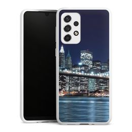 DeinDesign Galaxy A33 5G Handy Silikon H&uuml;lle Case wei&szlig; Handyh&uuml;lle New York Usa Brooklyn Bridge Silikon Case