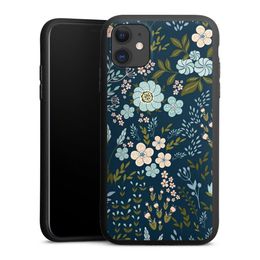 DeinDesign iPhone 11 Handy Premium Silikon H&uuml;lle Handyh&uuml;lle schwarz Case Blue Muster Flowers Silikon Premium Case