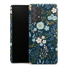 DeinDesign Galaxy A52s 5G Handy Premium Case Smartphone Handyh&uuml;lle Schutzh&uuml;lle matt Blue Muster Flowers Premium Case