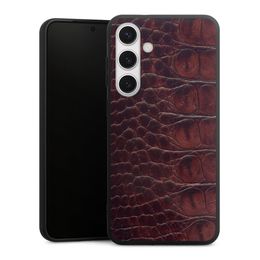DeinDesign Galaxy S24+ Handy Premium Silikon H&uuml;lle Handyh&uuml;lle schwarz Case Leather Crocodile Animal Print Silikon Premium Case