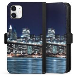DeinDesign iPhone 11 Handy Klapph&uuml;lle Handyh&uuml;lle aus Kunst Leder schwarz Flip Case Usa Brooklyn Bridge New York Sideflip mit Lasche