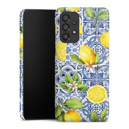 DeinDesign Galaxy A33 5G Handy Premium Case Smartphone Handyh&uuml;lle Schutzh&uuml;lle gl&auml;nzend Muster Lemon Greece Premium Case