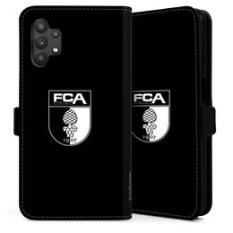 DeinDesign Galaxy A32 5G Handy Klapph&uuml;lle Handyh&uuml;lle aus Kunst Leder schwarz Flip Case Logo Official Licensed Product Fc Augsburg Sideflip mit langer Lasche