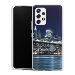 DeinDesign Galaxy A53 5G Handy Silikon H&uuml;lle Case wei&szlig; Handyh&uuml;lle New York Usa Brooklyn Bridge Silikon Case