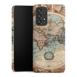 DeinDesign Galaxy A33 5G Handy Premium Case Smartphone Handyh&uuml;lle Schutzh&uuml;lle gl&auml;nzend Vintage Map World Map Premium Case