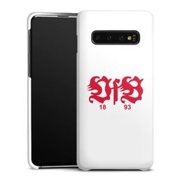 DeinDesign Galaxy S10 Handy Premium Case Smartphone Handyh&uuml;lle Schutzh&uuml;lle gl&auml;nzend Official Licensed Product Lettering Vfb Stuttgart Premium Case