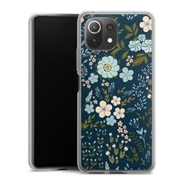 DeinDesign Xiaomi Mi 11 Lite 5G NE Handy Silikon H&uuml;lle Case transparent Handyh&uuml;lle Blue Muster Flowers Silikon Case