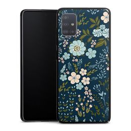 DeinDesign Galaxy A51 Handy Hard Case Schutzh&uuml;lle schwarz Smartphone Backcover Blue Muster Flowers Hard Case