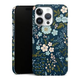 DeinDesign iPhone 14 Pro Handy Premium Case Smartphone Handyh&uuml;lle Schutzh&uuml;lle matt Blue Muster Flowers Premium Case