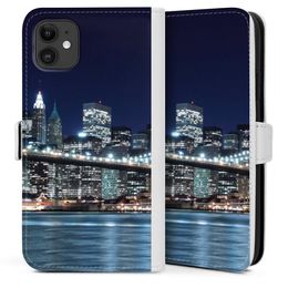 DeinDesign iPhone 11 Handy Klapph&uuml;lle Handyh&uuml;lle aus Kunst Leder wei&szlig; Flip Case Usa Brooklyn Bridge New York Sideflip mit Lasche