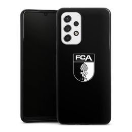 DeinDesign Galaxy A33 5G Handy Slim Case extra d&uuml;nn Silikon Handyh&uuml;lle schwarz H&uuml;lle Logo Official Licensed Product Fc Augsburg Silikon Slim Case