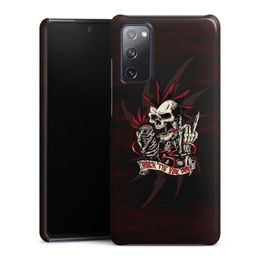 DeinDesign Galaxy S20 FE Handy Premium Case Smartphone Handyh&uuml;lle Schutzh&uuml;lle gl&auml;nzend Rock Totenkopf Music Premium Case
