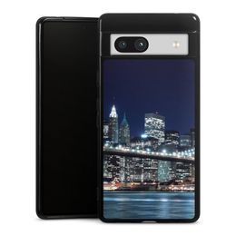 DeinDesign Google Pixel 7a Handy Silikon H&uuml;lle Case schwarz Handyh&uuml;lle Usa Brooklyn Bridge New York