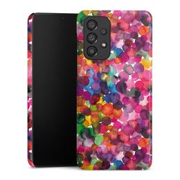 DeinDesign Galaxy A33 5G Handy Premium Case Smartphone Handyh&uuml;lle Schutzh&uuml;lle gl&auml;nzend Water Colour Colourful Points Premium Case