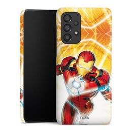 DeinDesign Galaxy A33 5G Handy Premium Case Smartphone Handyh&uuml;lle Schutzh&uuml;lle gl&auml;nzend Marvel Fire Iron Man Premium Case