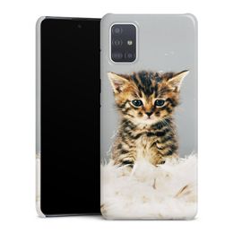DeinDesign Galaxy A51 Handy Premium Case Smartphone Handyh&uuml;lle Schutzh&uuml;lle gl&auml;nzend Cat Pet Feather Premium Case