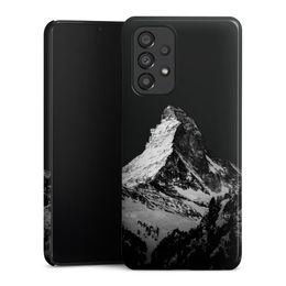DeinDesign Galaxy A33 5G Handy Premium Case Smartphone Handyh&uuml;lle Schutzh&uuml;lle gl&auml;nzend Snow Mountain Top Mountain Premium Case