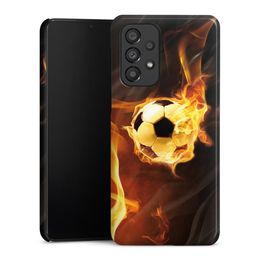 DeinDesign Galaxy A33 5G Handy Premium Case Smartphone Handyh&uuml;lle Schutzh&uuml;lle gl&auml;nzend Fire Ball Soccer Premium Case