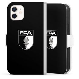 DeinDesign iPhone 12 mini Handy Klapph&uuml;lle Handyh&uuml;lle aus Kunst Leder wei&szlig; Flip Case Logo Official Licensed Product Fc Augsburg Sideflip mit Lasche