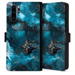 DeinDesign Huawei P30 Pro Handy Klapph&uuml;lle Handyh&uuml;lle aus Kunst Leder schwarz Flip Case Ocean Blue Marble Sideflip mit langer Lasche
