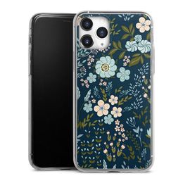 DeinDesign iPhone 11 Pro Handy Slim Case Silikon Handyh&uuml;lle transparent H&uuml;lle extra d&uuml;nn Blue Muster Flowers Silikon Slim Case
