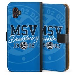 DeinDesign Galaxy XCover 6 Pro Handy Klapph&uuml;lle Handyh&uuml;lle aus Kunst Leder schwarz Flip Case Bundesliga Official Licensed Product Msv Duisburg Sideflip mit 