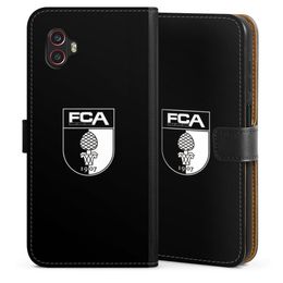 DeinDesign Galaxy XCover 6 Pro Handy Klapph&uuml;lle Handyh&uuml;lle aus Kunst Leder schwarz Flip Case Logo Official Licensed Product Fc Augsburg Sideflip mit langer 