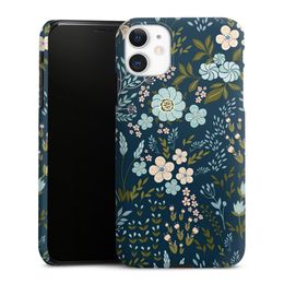 DeinDesign iPhone 11 Handy Premium Case Smartphone Handyh&uuml;lle Schutzh&uuml;lle matt Blue Muster Flowers Premium Case