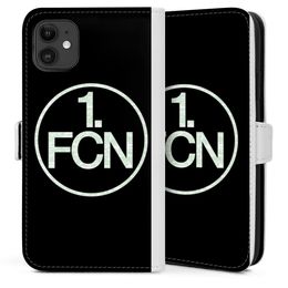 DeinDesign iPhone 11 Handy Klapph&uuml;lle Handyh&uuml;lle aus Kunst Leder wei&szlig; Flip Case 1. Fc N&uuml;rnberg Logo 1. Fcn Sideflip mit Lasche