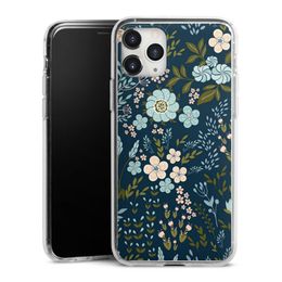 DeinDesign iPhone 11 Pro Max Handy Silikon H&uuml;lle Case transparent Handyh&uuml;lle Blue Muster Flowers Silikon Case