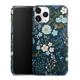 DeinDesign iPhone 11 Pro Handy Premium Case Smartphone Handyh&uuml;lle Schutzh&uuml;lle matt Blue Muster Flowers Premium Case