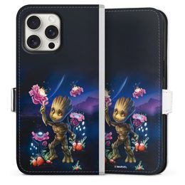 DeinDesign iPhone 15 Pro Max Handy Klapph&uuml;lle Handyh&uuml;lle aus Kunst Leder wei&szlig; Flip Case Baby Groot Marvel Guardians Of The Galaxy Sideflip mit Lasche