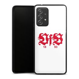 DeinDesign Galaxy A52s 5G Handy Slim Case extra d&uuml;nn Silikon Handyh&uuml;lle schwarz H&uuml;lle Official Licensed Product Lettering Vfb Stuttgart Silikon Slim Case