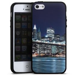 DeinDesign iPhone SE (2016-2019) Handy Silikon H&uuml;lle Case schwarz Handyh&uuml;lle Usa Brooklyn Bridge New York