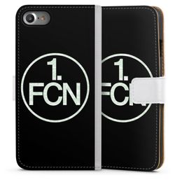 DeinDesign iPhone SE (2020) Handy Klapph&uuml;lle Handyh&uuml;lle aus Kunst Leder wei&szlig; Flip Case 1. Fcn Logo 1. Fc N&uuml;rnberg Sideflip mit Lasche