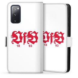 DeinDesign Galaxy S20 FE 5G Handy Klapph&uuml;lle Handyh&uuml;lle aus Kunst Leder wei&szlig; Flip Case Official Licensed Product Vfb Stuttgart Lettering Sideflip mit Lasche