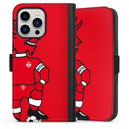 DeinDesign iPhone 13 Pro Handy Klapph&uuml;lle Handyh&uuml;lle aus Kunst Leder schwarz Flip Case 1. Fc Kaiserslautern Official Licensed Product Soccer Sideflip mit Lasche