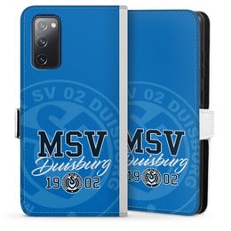 DeinDesign Galaxy S20 FE Handy Klapph&uuml;lle Handyh&uuml;lle aus Kunst Leder wei&szlig; Flip Case Bundesliga Official Licensed Product Msv Duisburg Sideflip mit Lasche
