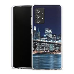 DeinDesign Galaxy A52 Handy Silikon H&uuml;lle Case wei&szlig; Handyh&uuml;lle Usa Brooklyn Bridge New York Silikon Case