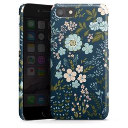 DeinDesign iPhone SE (2020) Handy Premium Case Smartphone Handyh&uuml;lle Schutzh&uuml;lle gl&auml;nzend Blue Muster Flowers Premium Case