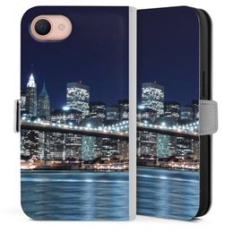 DeinDesign iPhone 17e Handy Klapph&uuml;lle Handyh&uuml;lle aus Kunst Leder wei&szlig; Flip Case Usa Brooklyn Bridge New York Sideflip mit Lasche