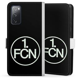 DeinDesign Galaxy S20 FE Handy Klapph&uuml;lle Handyh&uuml;lle aus Kunst Leder wei&szlig; Flip Case 1. Fc N&uuml;rnberg Logo 1. Fcn Sideflip mit Lasche