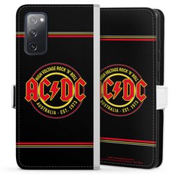 DeinDesign Galaxy S20 FE Handy Klapph&uuml;lle Handyh&uuml;lle aus Kunst Leder wei&szlig; Flip Case Acdc Merchandise Logo Sideflip mit Lasche