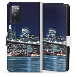 DeinDesign Galaxy S20 FE Handy Klapph&uuml;lle Handyh&uuml;lle aus Kunst Leder wei&szlig; Flip Case New York Usa Brooklyn Bridge Sideflip mit Lasche
