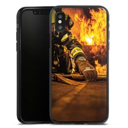 DeinDesign iPhone X Handy Silikon H&uuml;lle Case schwarz Handyh&uuml;lle Fire Fighters Life Saver Fire Fighter