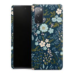 DeinDesign Galaxy S20 FE Handy Premium Case Smartphone Handyh&uuml;lle Schutzh&uuml;lle matt Blue Muster Flowers Premium Case