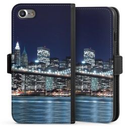 DeinDesign iPhone 8 Handy Klapph&uuml;lle Handyh&uuml;lle aus Kunst Leder schwarz Flip Case New York Usa Brooklyn Bridge Sideflip mit Lasche